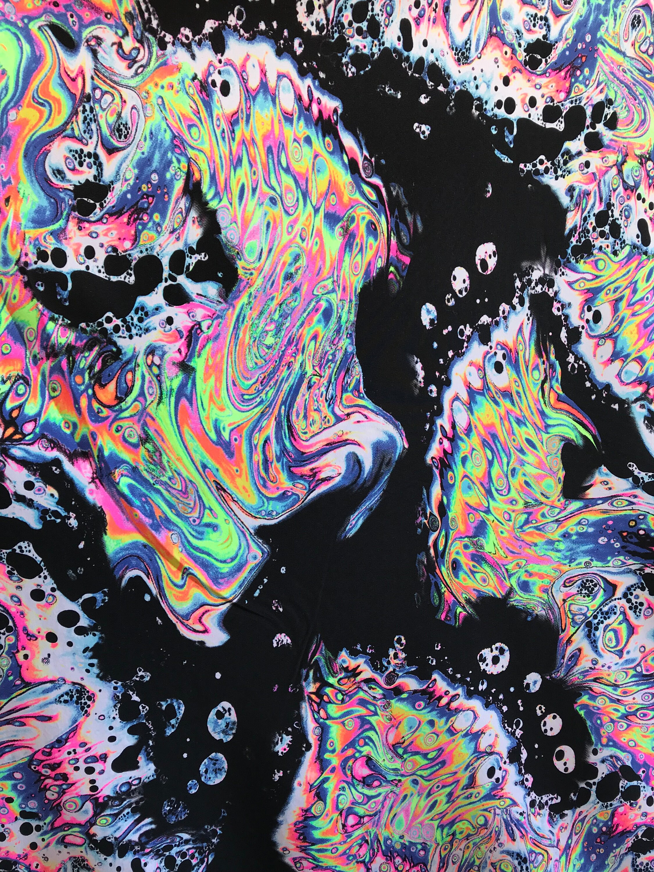 Neon Lava Splash Print Black Base Spandex Fabric Sold by - Etsy