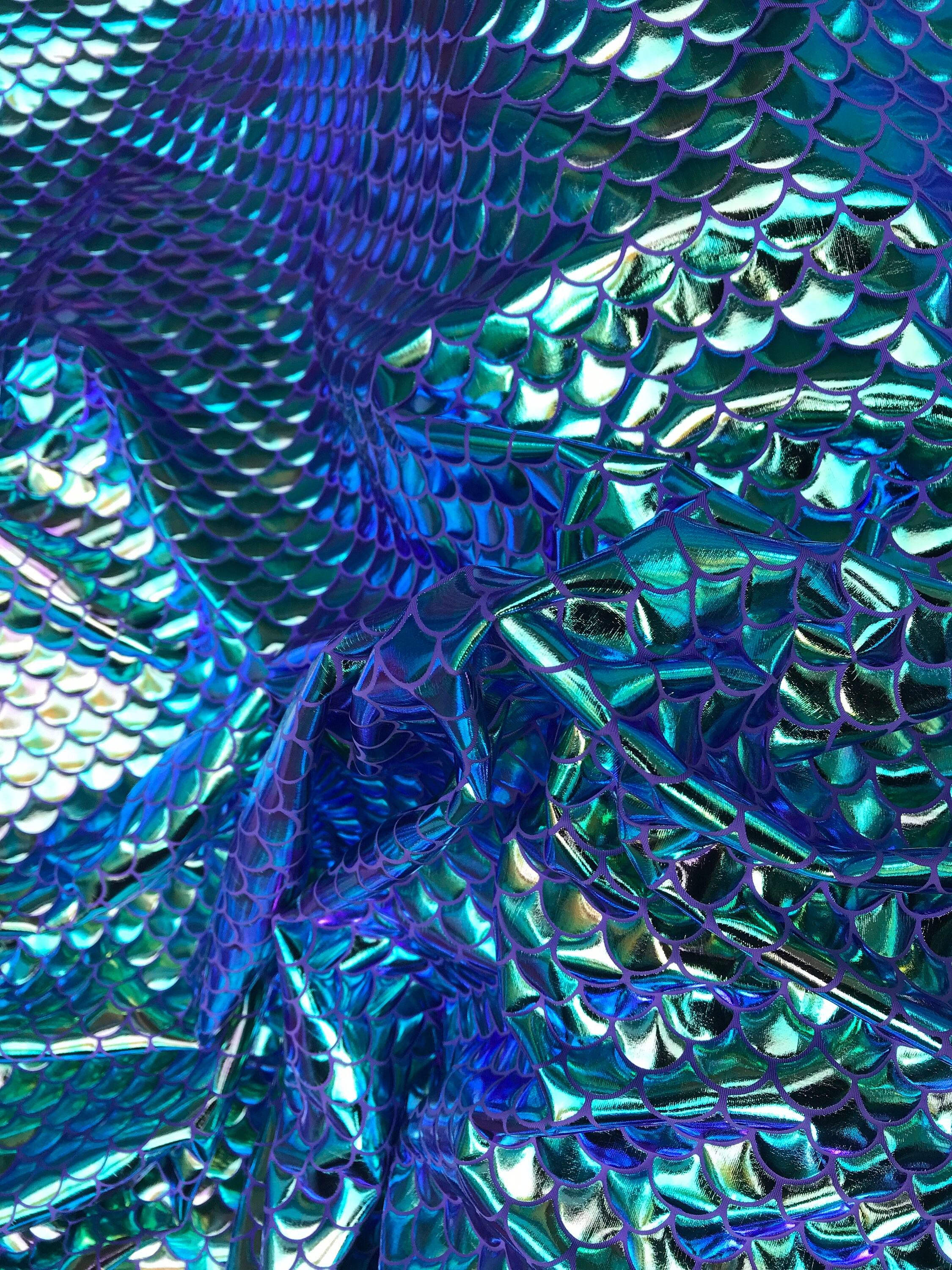 New Iridescent Fish Mermaid Scale Fabric on Purple Spandex Fabric Sold ...