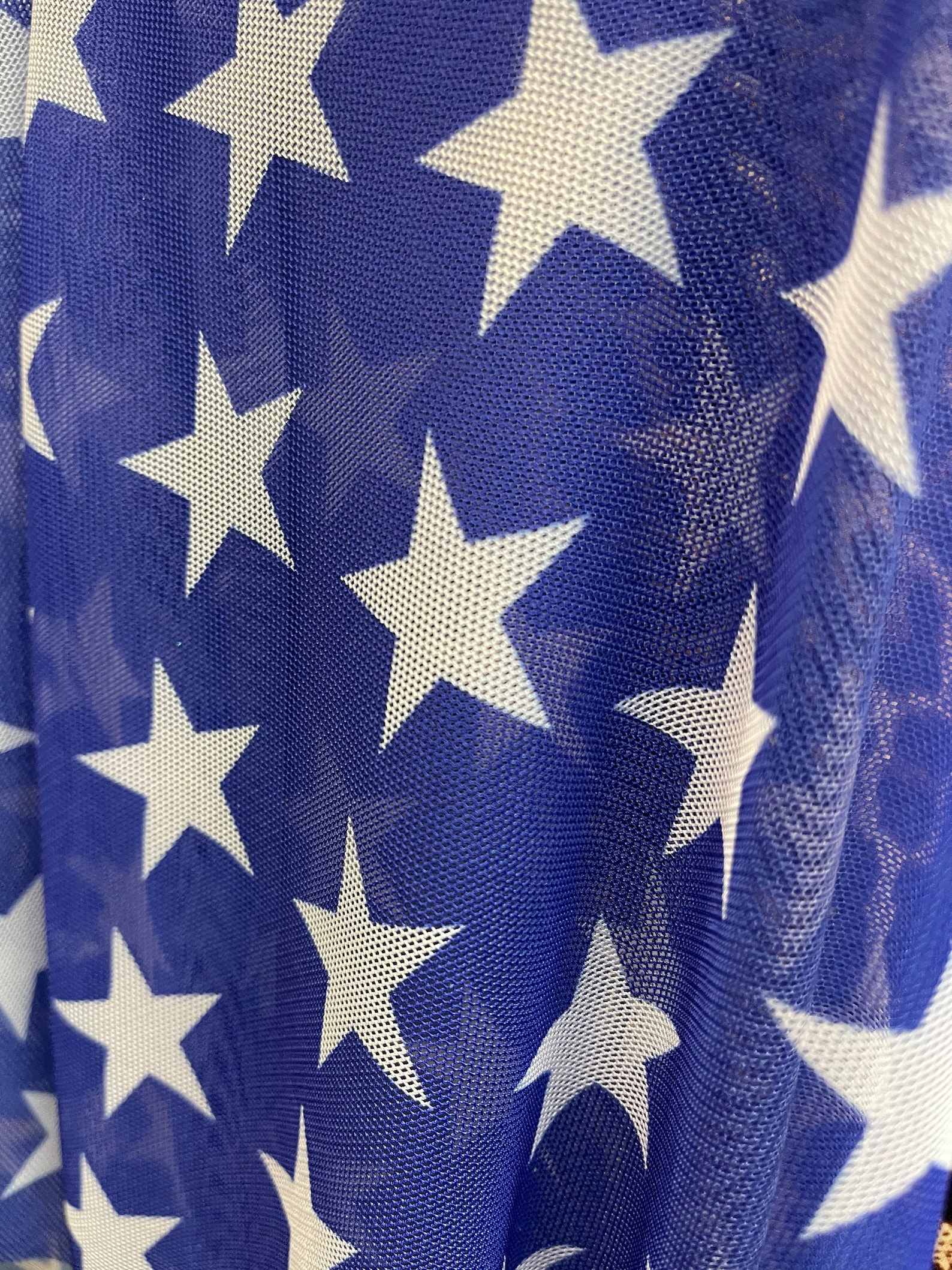 Stars Print MESH Fabric White Stats Royal Blue Base Mesh Fabric Sold by ...