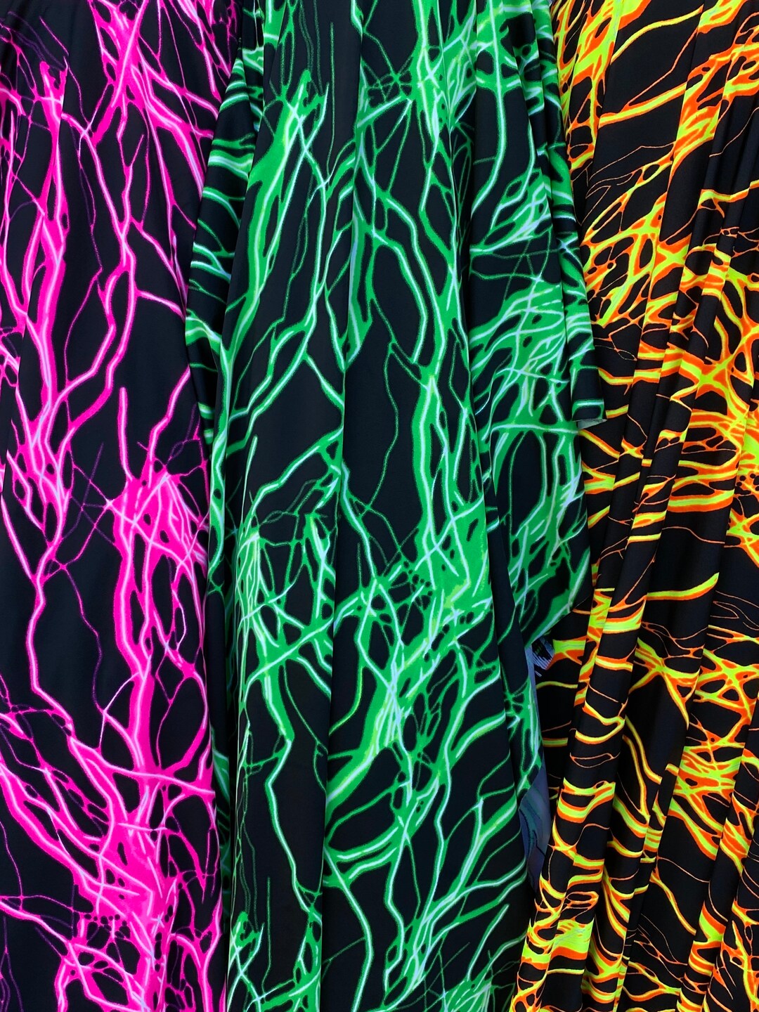 Neon Thunder/lightning Print on Nylon Spandex Fabric 4 Way - Etsy