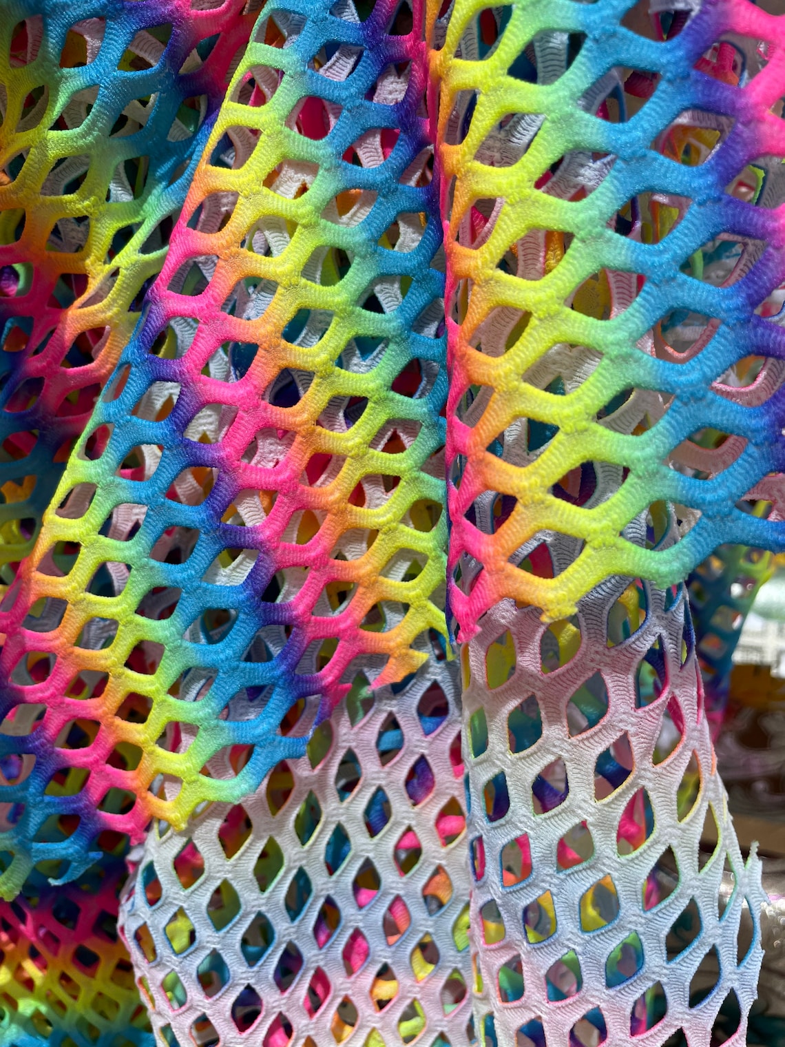 Rainbow Fishnet Stripes Tie Dye Nylon Spandex 4 Way Stretch - Etsy