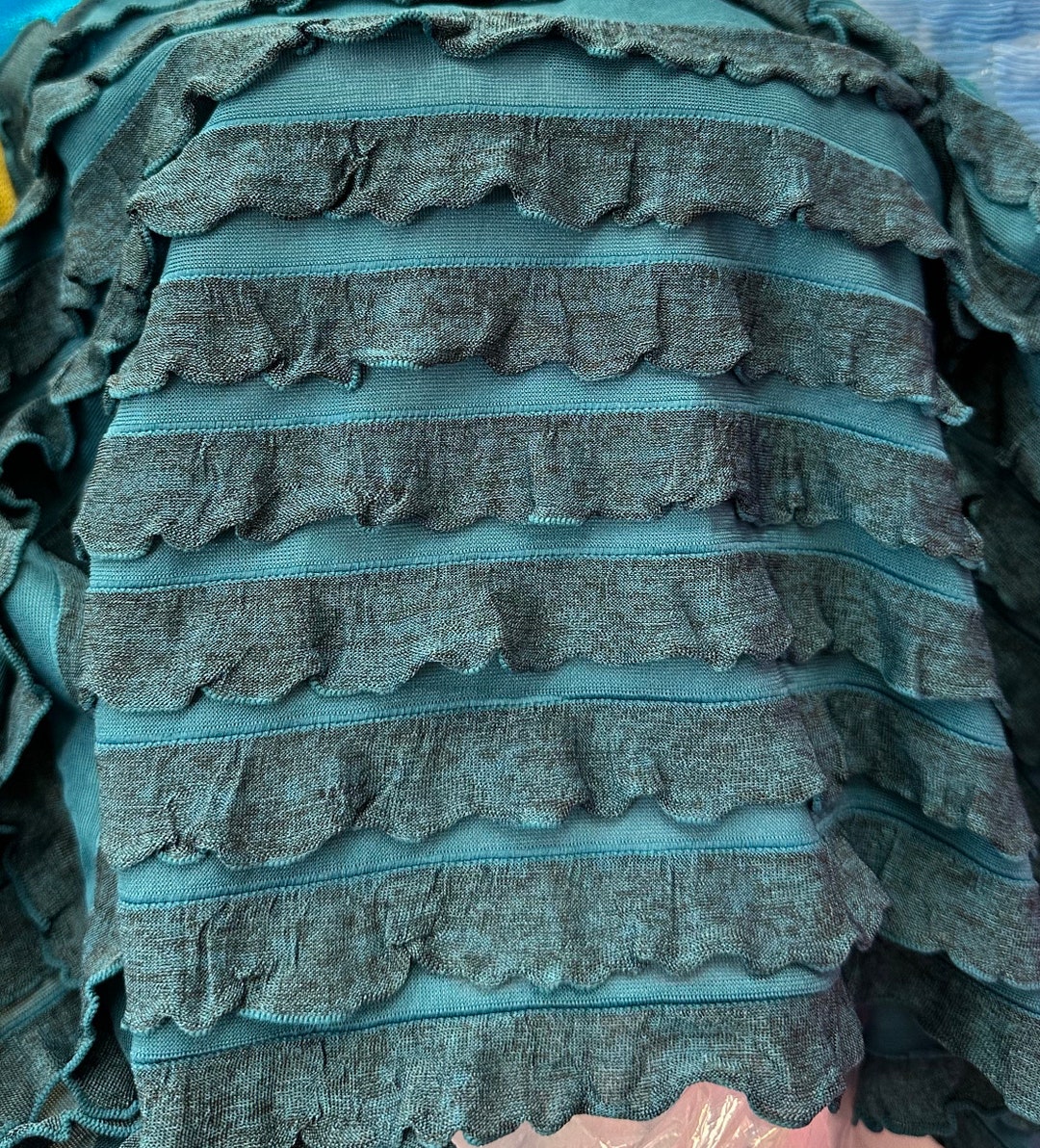 Half Inch Teal Ruffles Fabric Sold by Yard. Polyester Ruffles Fabric 54 ...