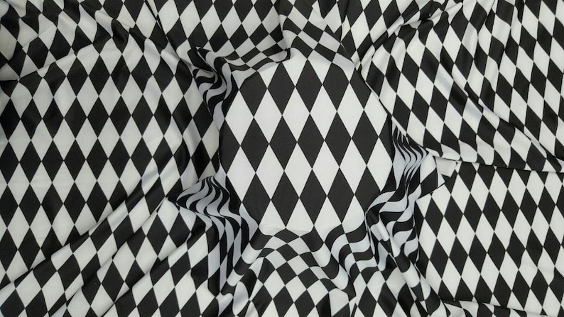 White & Black Harlequin Print Fabric Diamond Print Fabric - Etsy