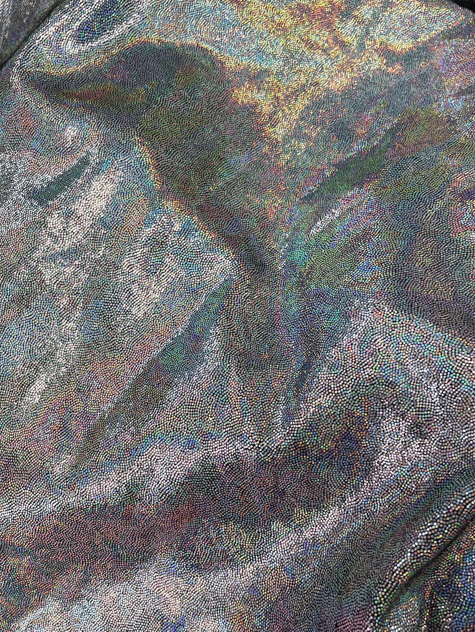 Silver Iridescent Velvet Stretch Fabric, Mystic Foggy Metallic Foil ...
