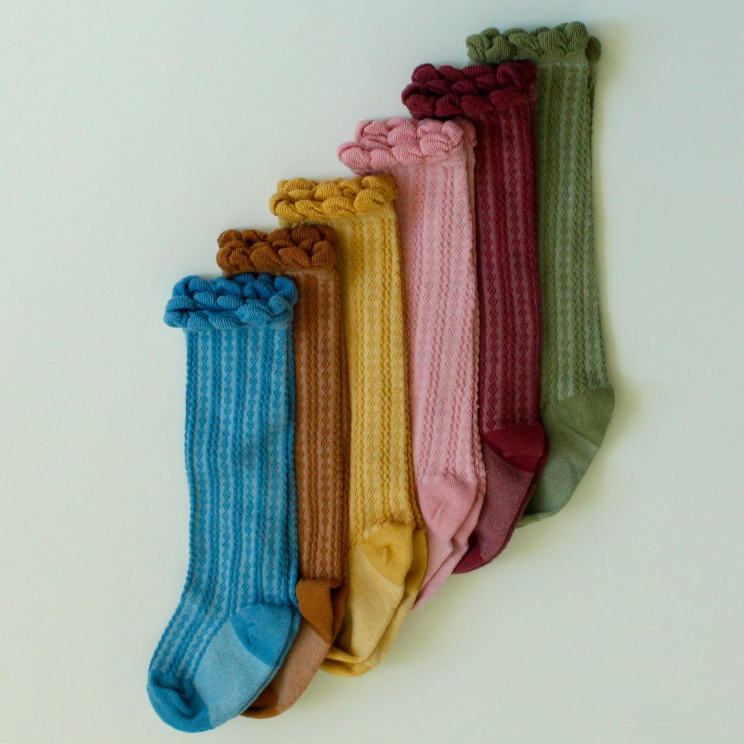 FALL 2024 Ruffle Top Hand Dyed Knee High Socks, Fall Colored Knee High ...