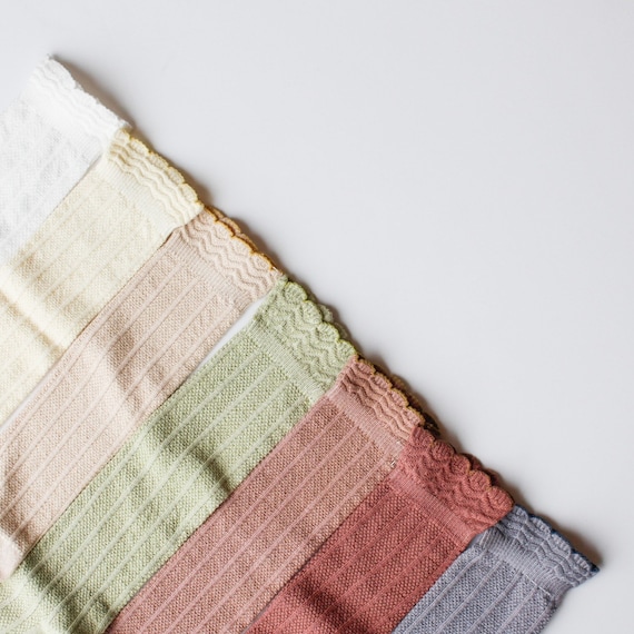 Petal Top Hand Dyed Knee High Socks Neutral Colored Knee - Etsy