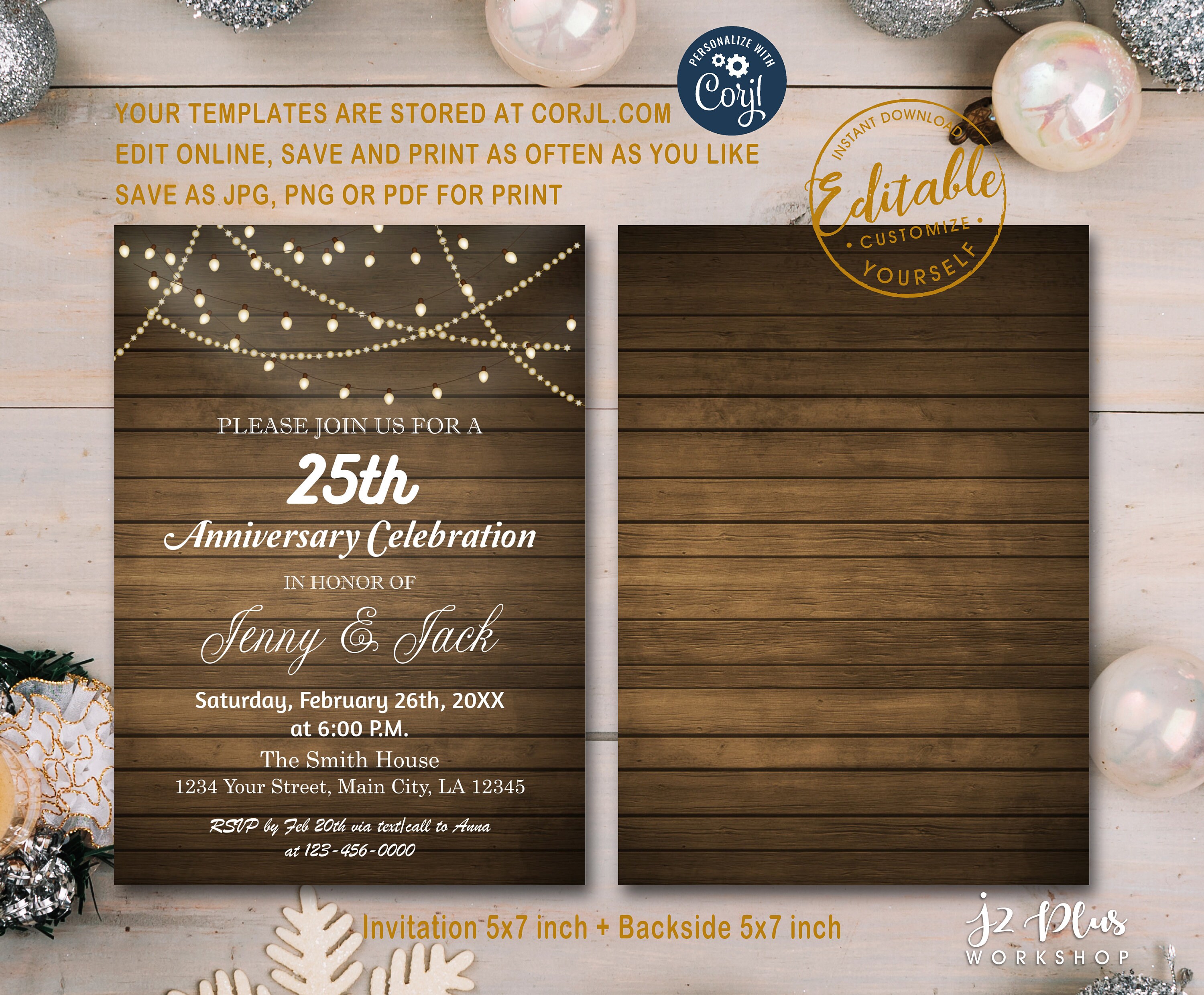 Invitations Light Bulb Golden Wedding Anniversary Invitations Instant ...