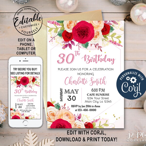 Adult Female Birthday Party Invitation - Etsy