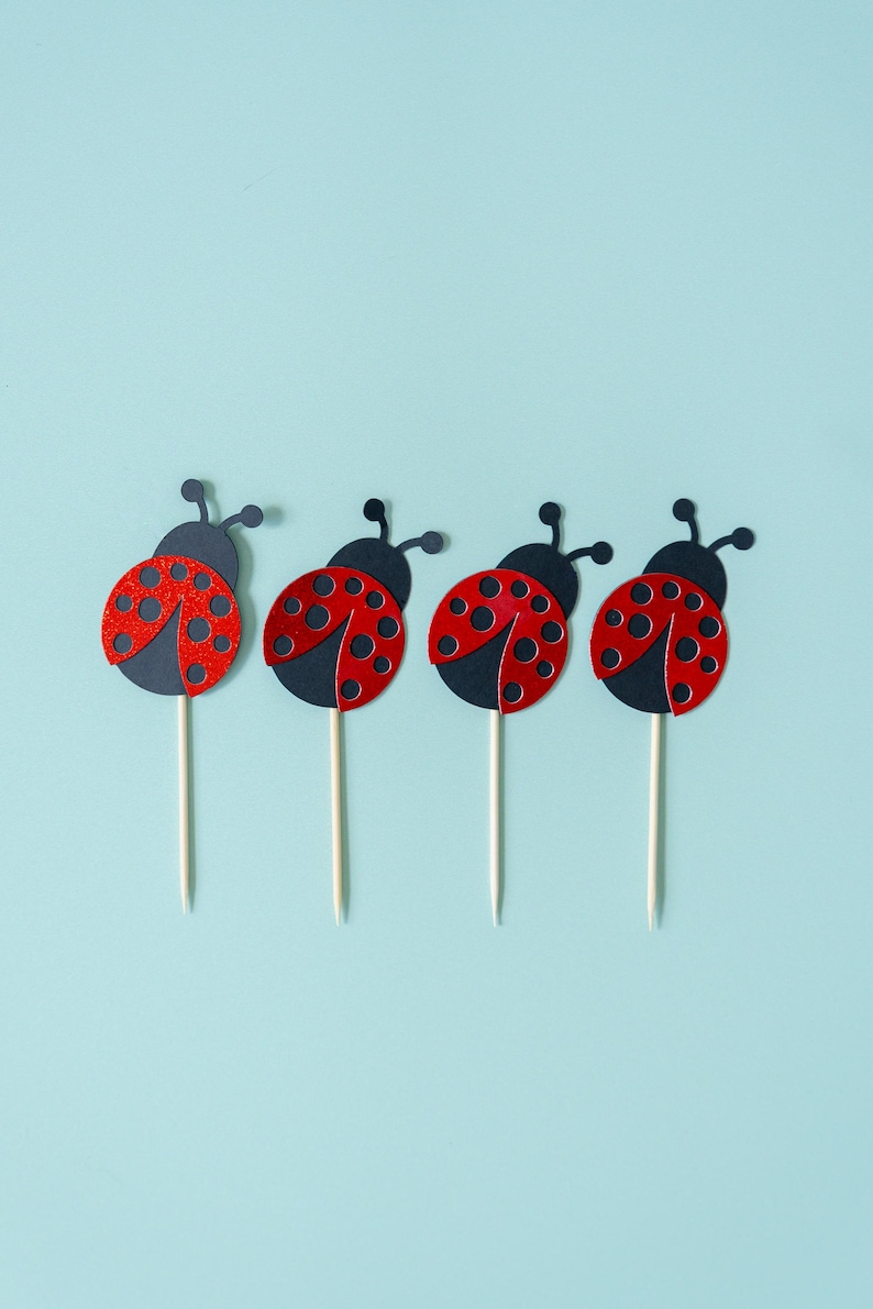 Ladybug Cupcake Toppers | Ladybug Birthday Party | Love Bug Birthday ...