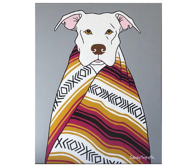 Pit Bull Print Titled "pittie in Indian Blanket" by Artist Sandy ...