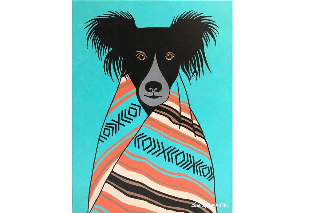 Border Collie Print Titled "jade in Indian Blanket" by Artist Sandy ...