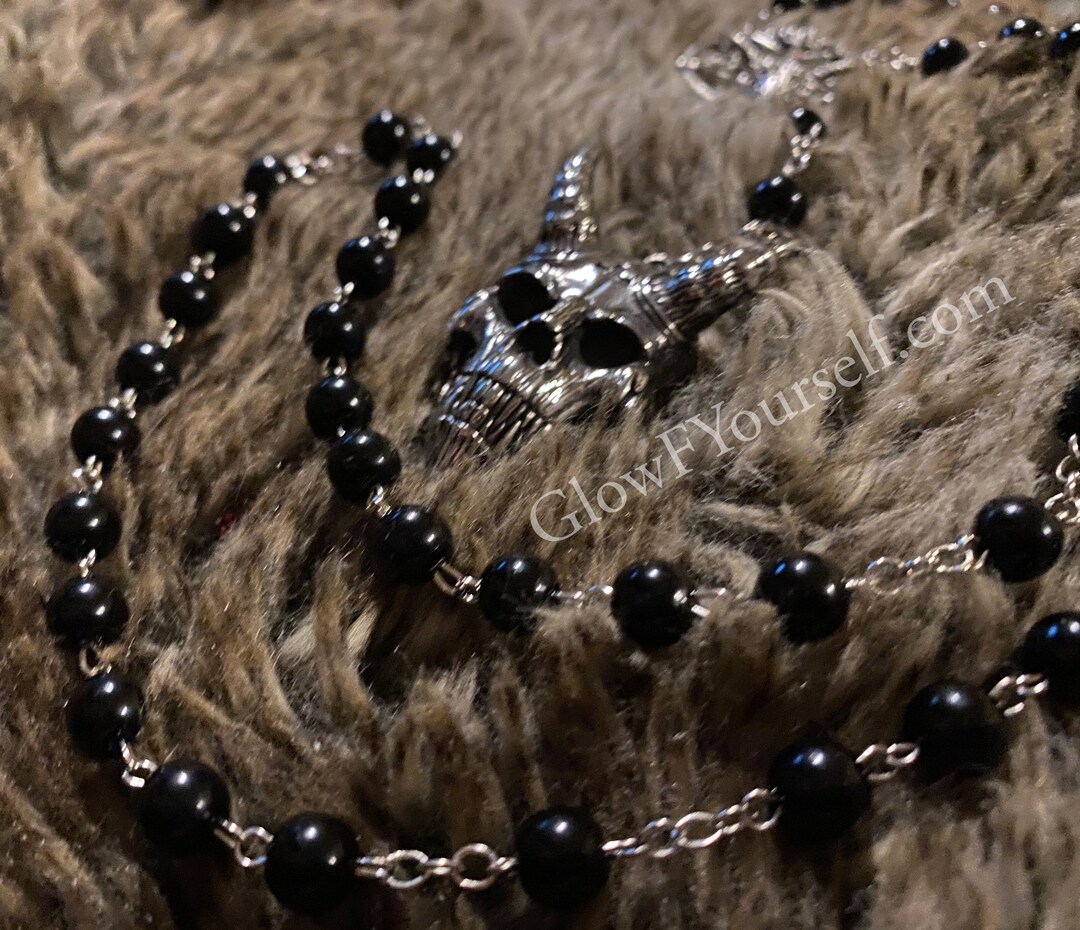 Pentagram and Demon Skull Rosary, in Glow in the Dark or Black and ...