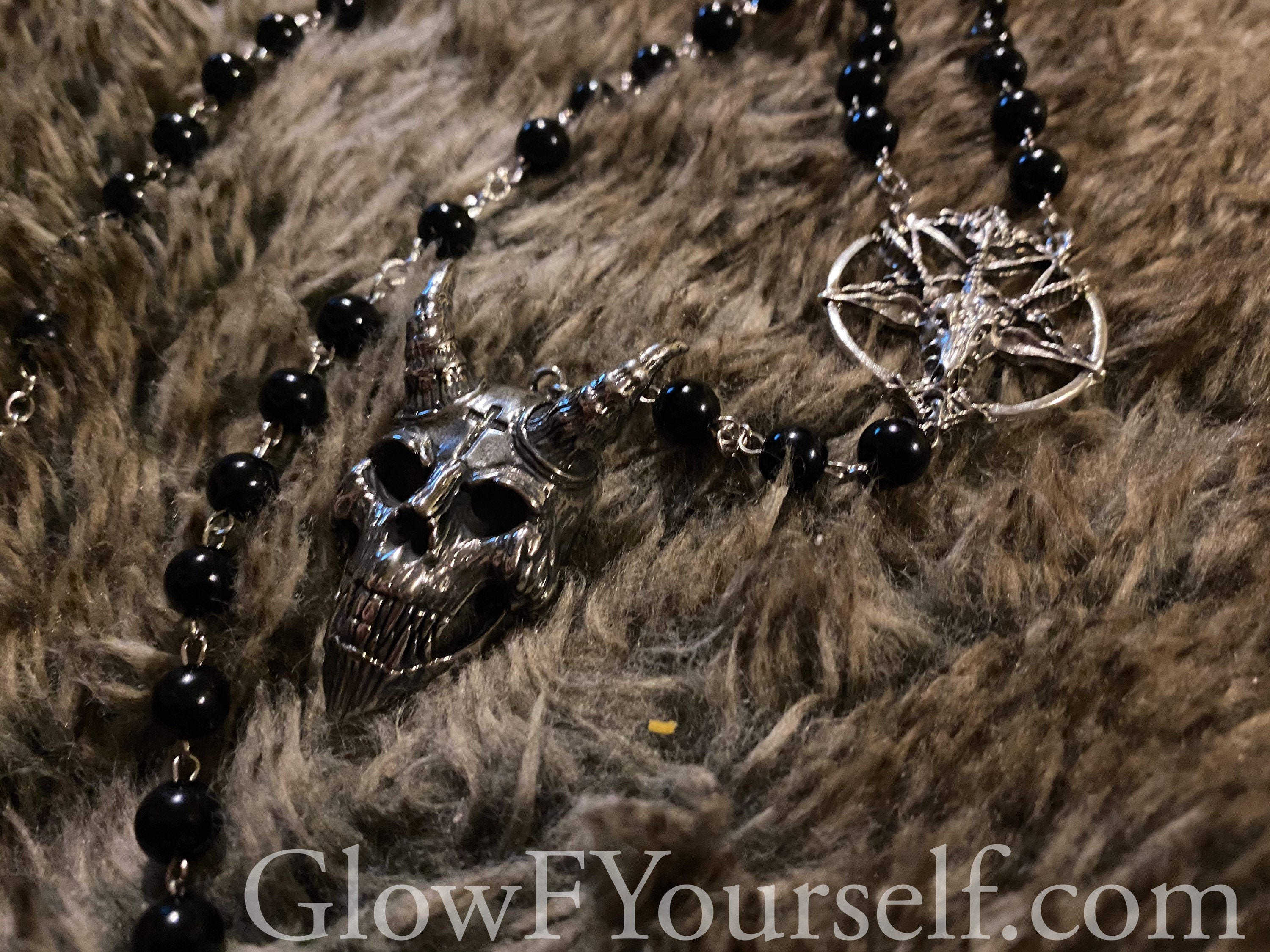 Pentagram and Demon Skull Rosary in Glow in the Dark or Black | Etsy