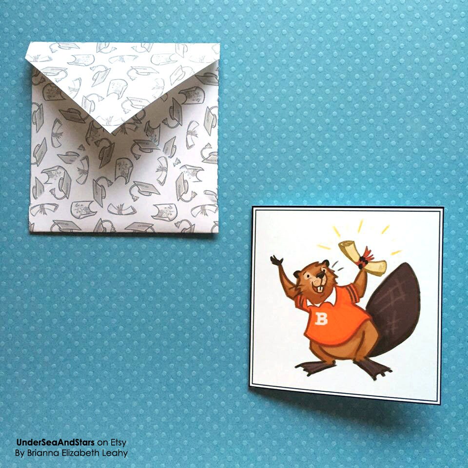 Printable Beaver Graduation Card & Envelope Set, Cute, Instant 3x3 ...