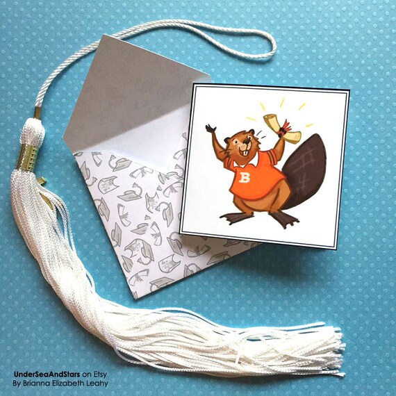 Printable Beaver Graduation Card & Envelope Set Cute Instant | Etsy