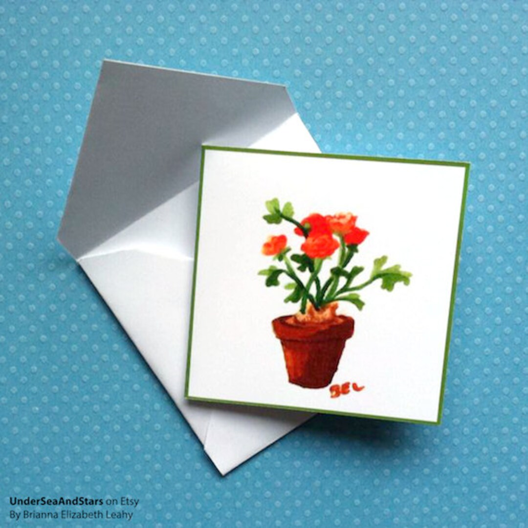 Printable Potted Flower Thank You Card, Everyday Card & Envelope Set ...