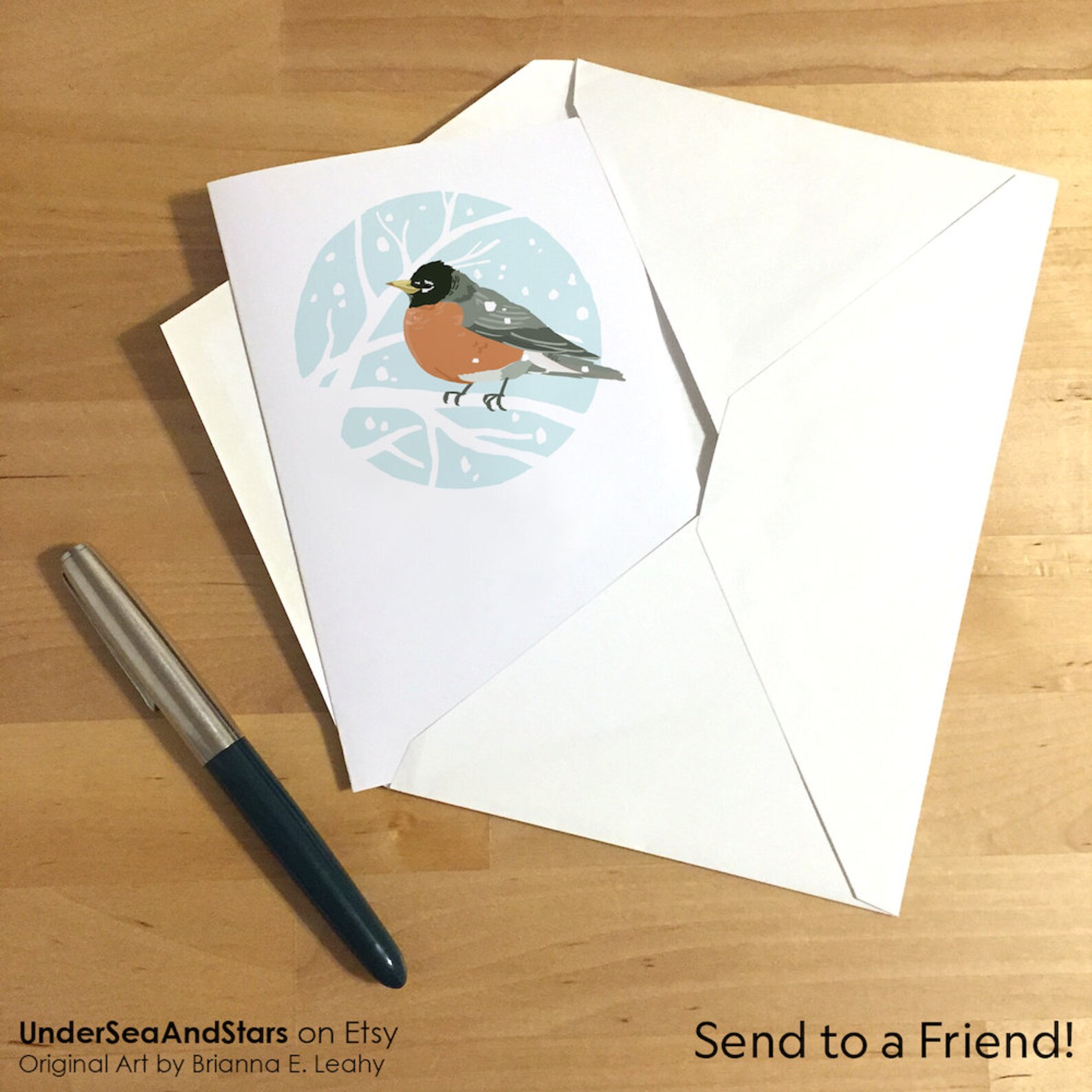 Printable Robin Card, 4x6" Instant Card, Cute Christmas Card, Winter ...