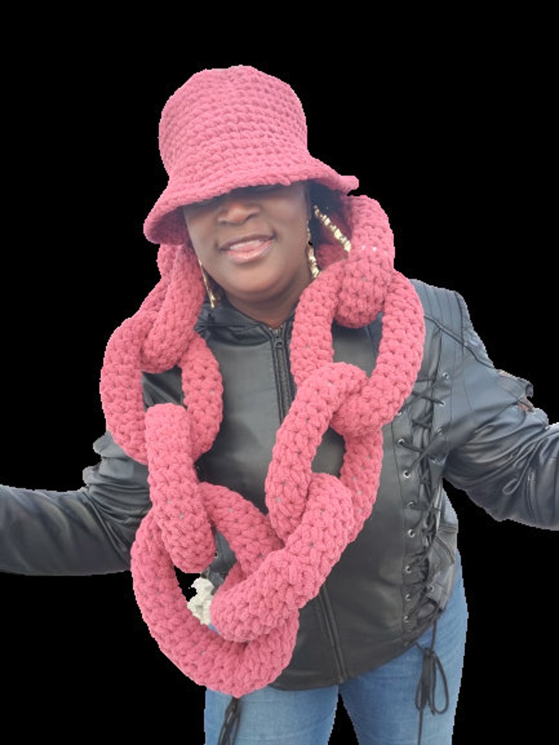 Chain Link Scarf and Bucket Hat Crochet Bundle Pattern - Etsy