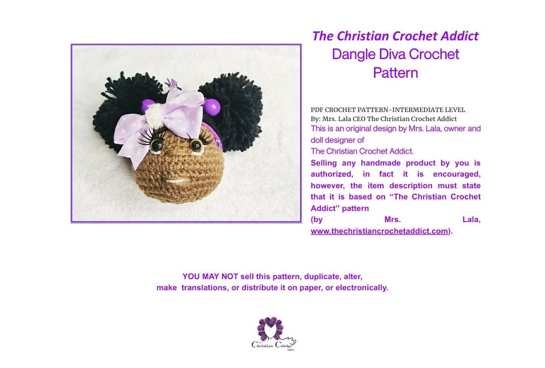 Dangle Diva Afro Puff Crochet Keychain Pattern - Etsy