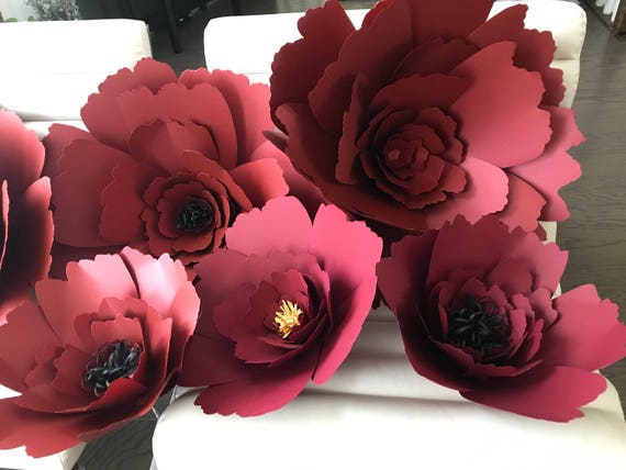 Giant Maroon Paper Flower Backdropgiant Paper Flower Wedding | Etsy