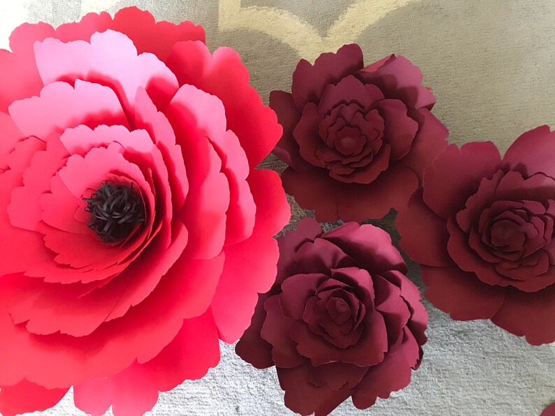 Giant Maroon Paper Flower Backdrop,giant Paper Flower Wedding Backdrop ...