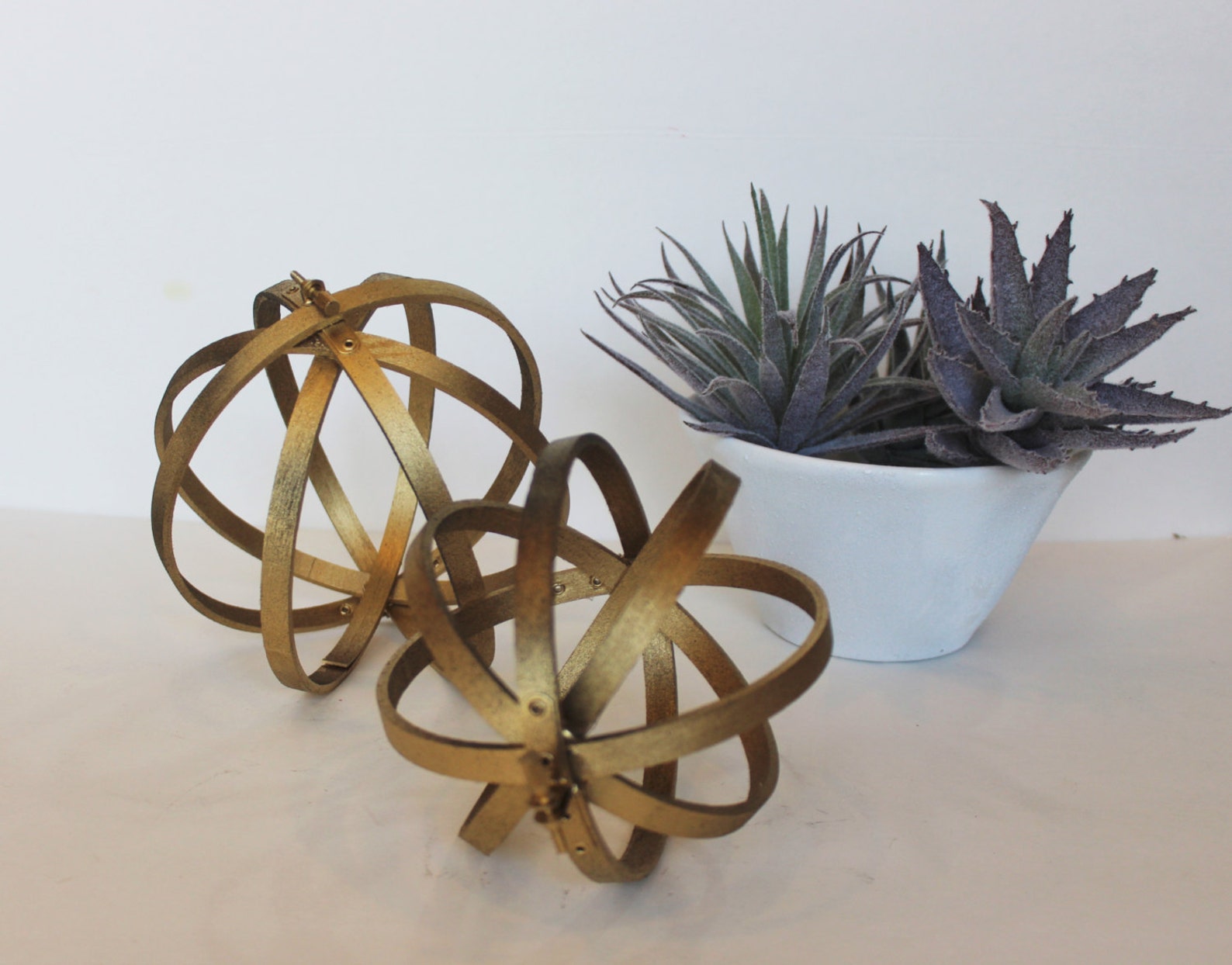 Decorative Orbs Set of 2 With Metal Hardware for Any Rustic Home Decor ...