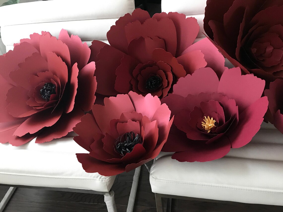 Giant Maroon Paper Flower Backdrop,giant Paper Flower Wedding Backdrop ...