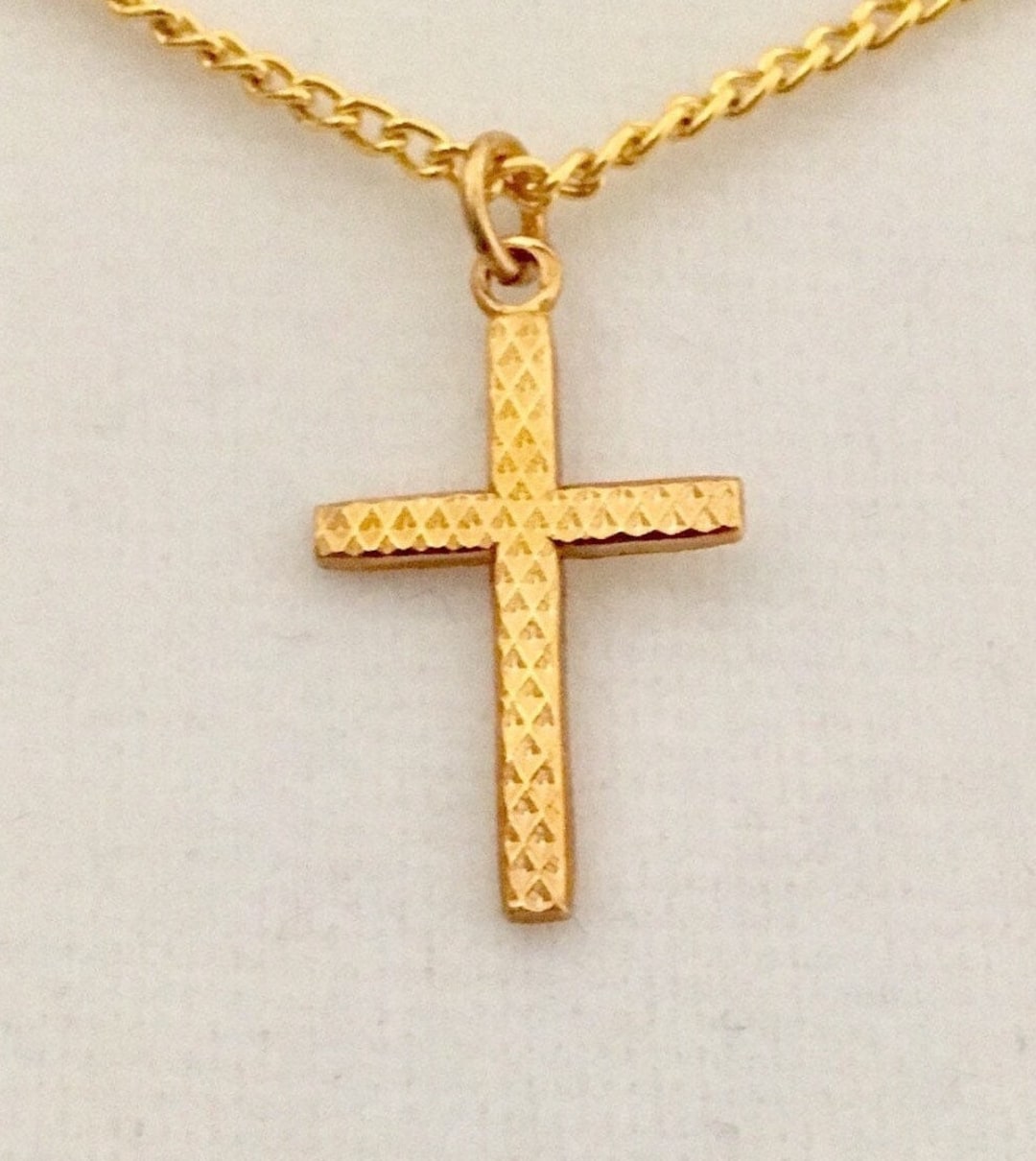 Vintage Child's Gold Cross, Lady's Gold Cross, Yellow Gold Cross, 7/8 ...