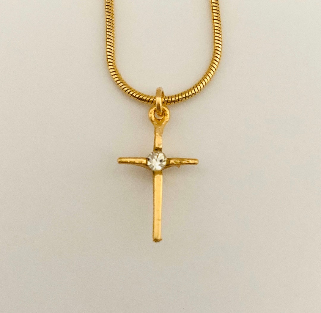 Small Gold Plated Child's or Ladies Cross With CZ - Etsy