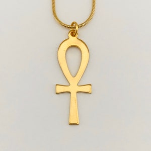 Vintage Gold Egyptian Ankh Pendant, 1 1/2" Long Gold Plated Ankh Cross ...