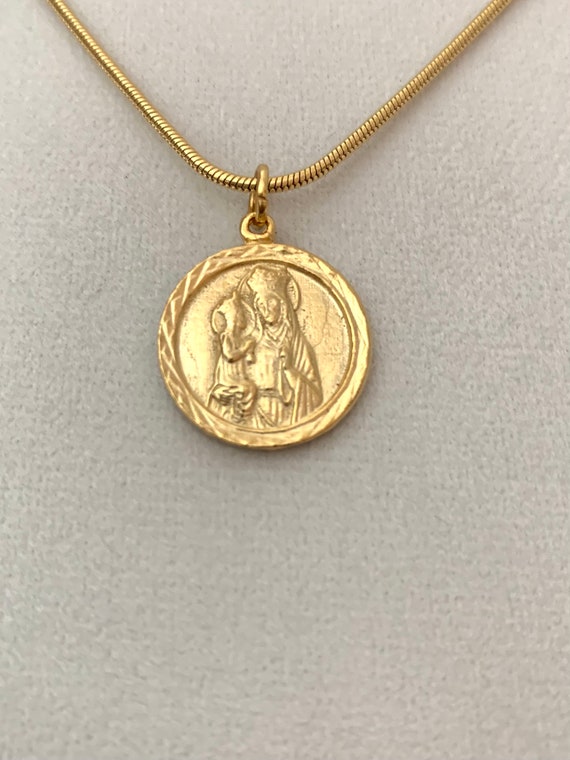 Saint Anne St Anne Gold Plated Pendant Religious Medal - Etsy