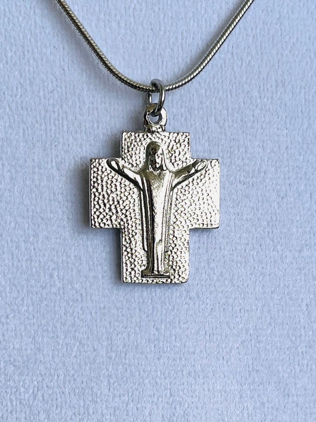 Christ the Redeemer Cross, Vintage Silver Plated Pendant, Retro Pendant ...
