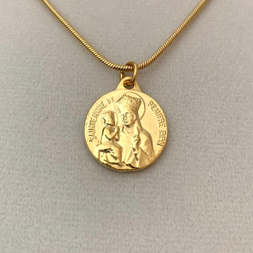 Saint Anne St Anne Gold Plated Pendant Religious Medal - Etsy