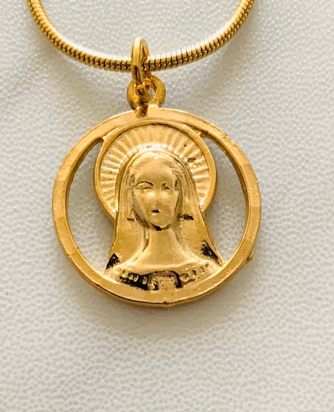Vintage Virgin Mary Medallion, Marian Medal, Religious Medallion ...