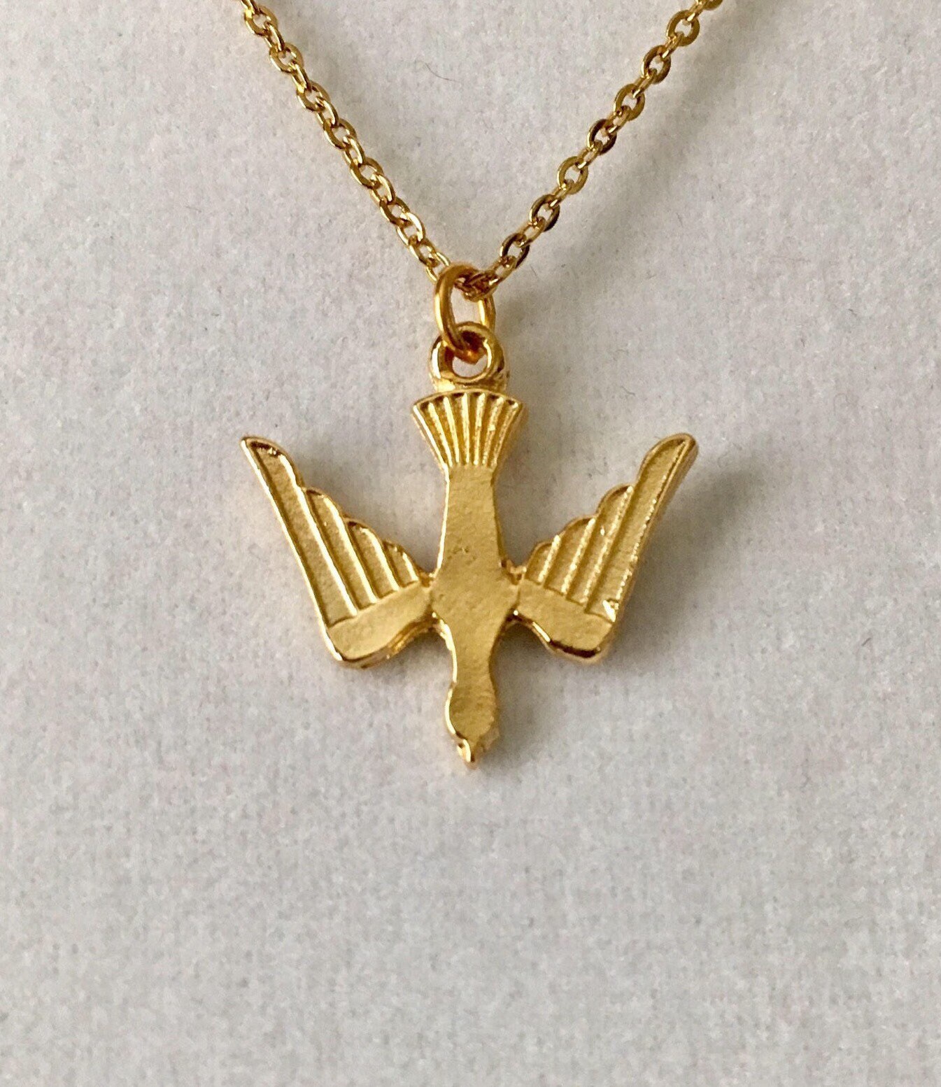 Vintage Holy Spirit pendant religious medallion gold plated | Etsy