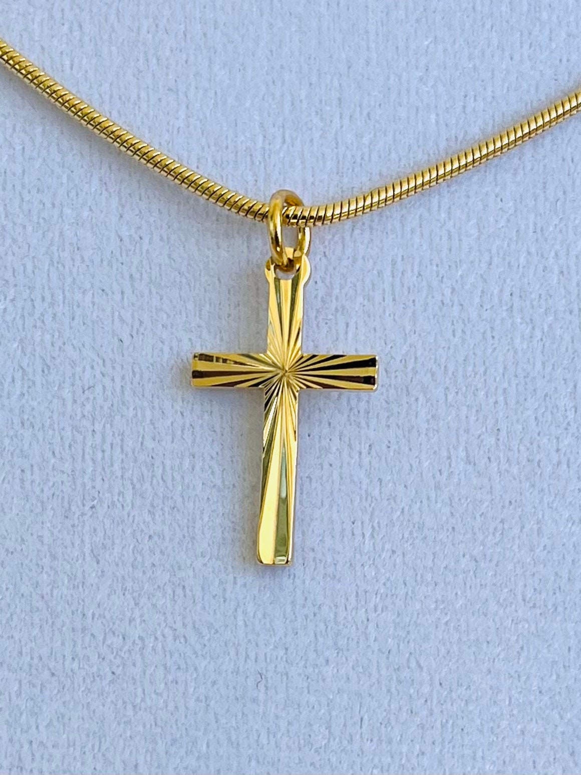Gold Cross Diamond Cut Design 7/8 Inch Long 14k Gold Plated - Etsy