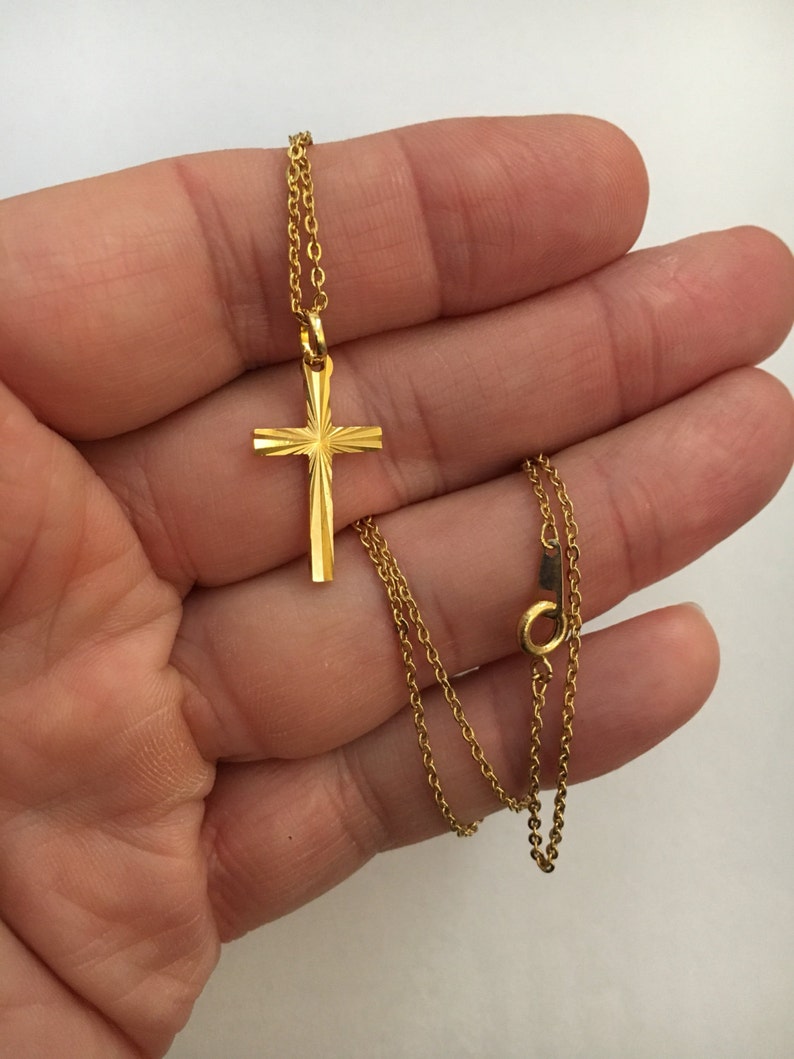 Gold cross diamond cut design 7/8 inch long gold overlay | Etsy