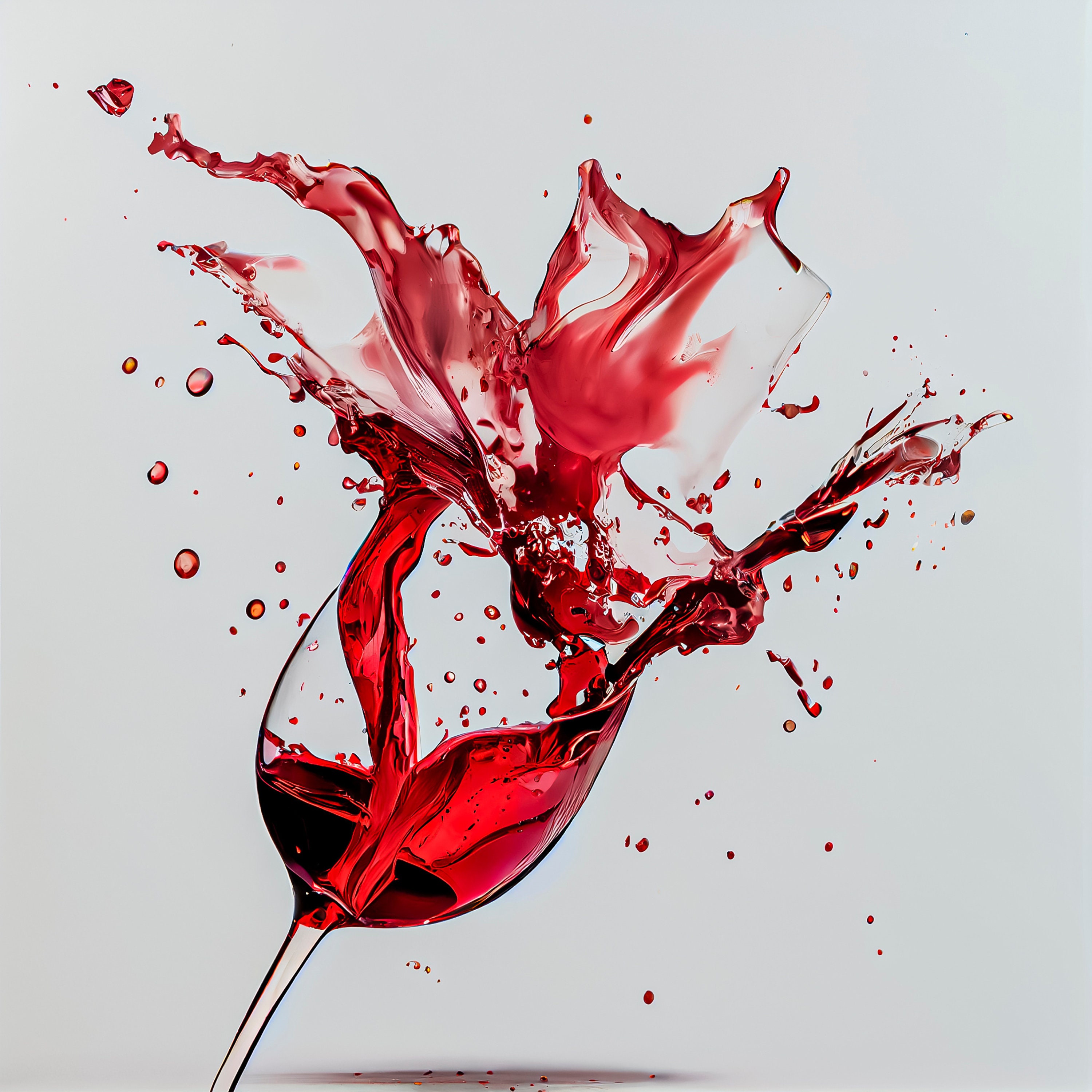 Splash Of Elegance Digital Print Minimalistic Wine Glass Art Captivating Red And Crimson Tones