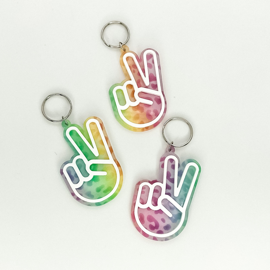 Peace Sign Keychain | Acrylic Keychain | Bag Tag | Custom Keychain - Etsy