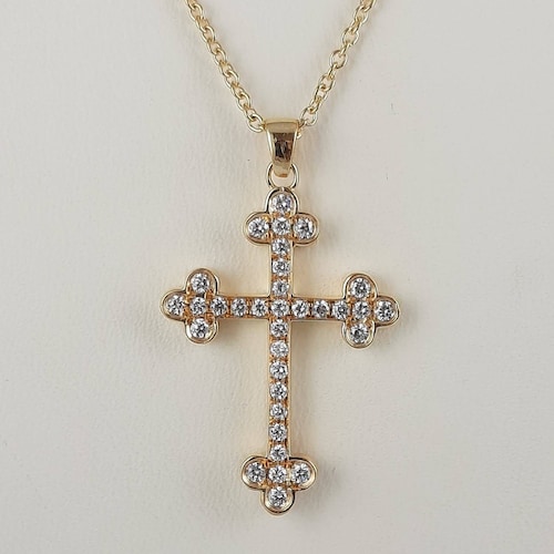 Orthodox Cross Necklace 18k Gold and Diamonds - Etsy