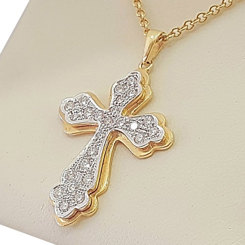 Orthodox Cross Necklace 18k Gold and Diamonds - Etsy