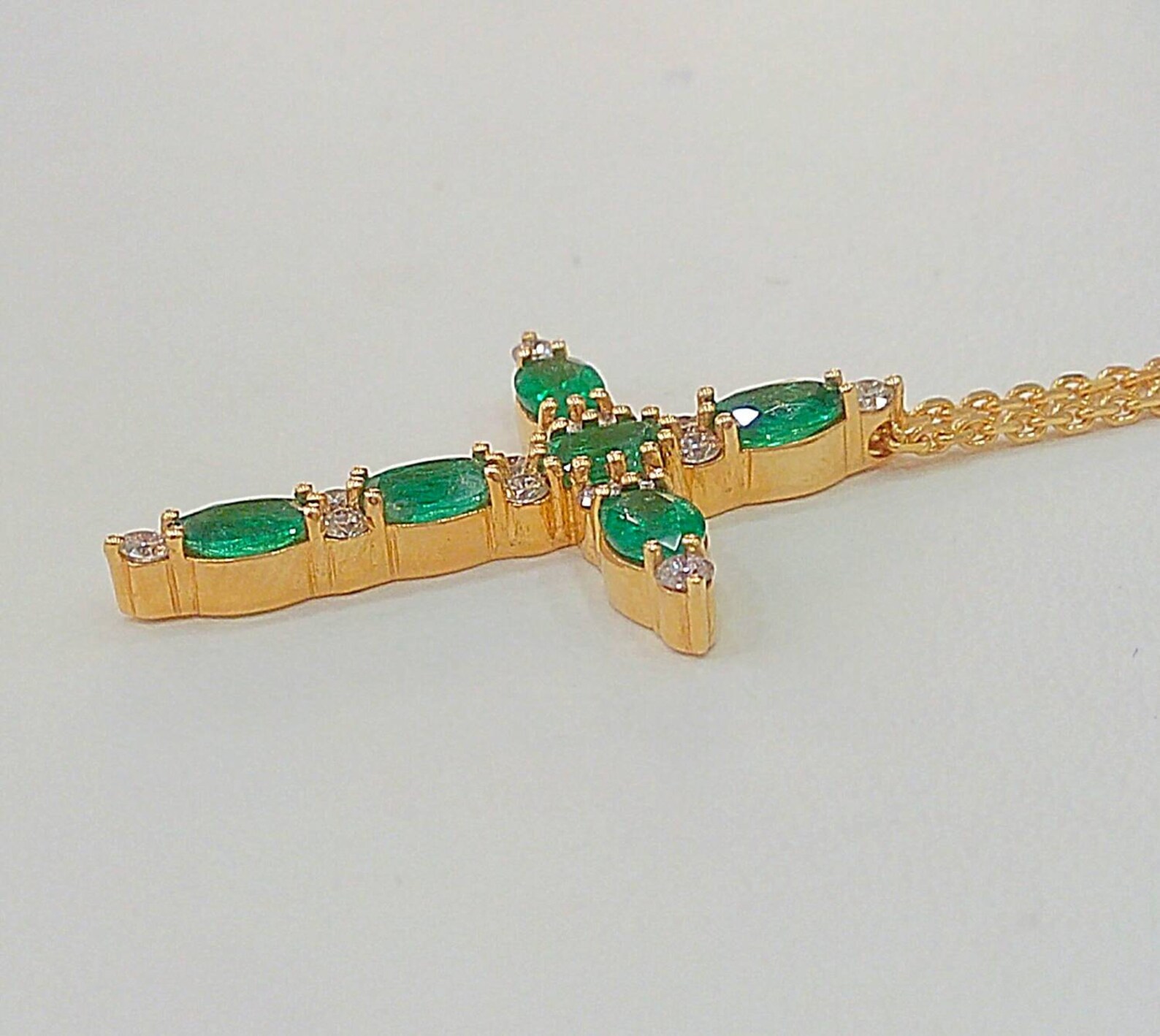 Emerald Cross Necklace 18k Yellow Gold Emerald Cross - Etsy