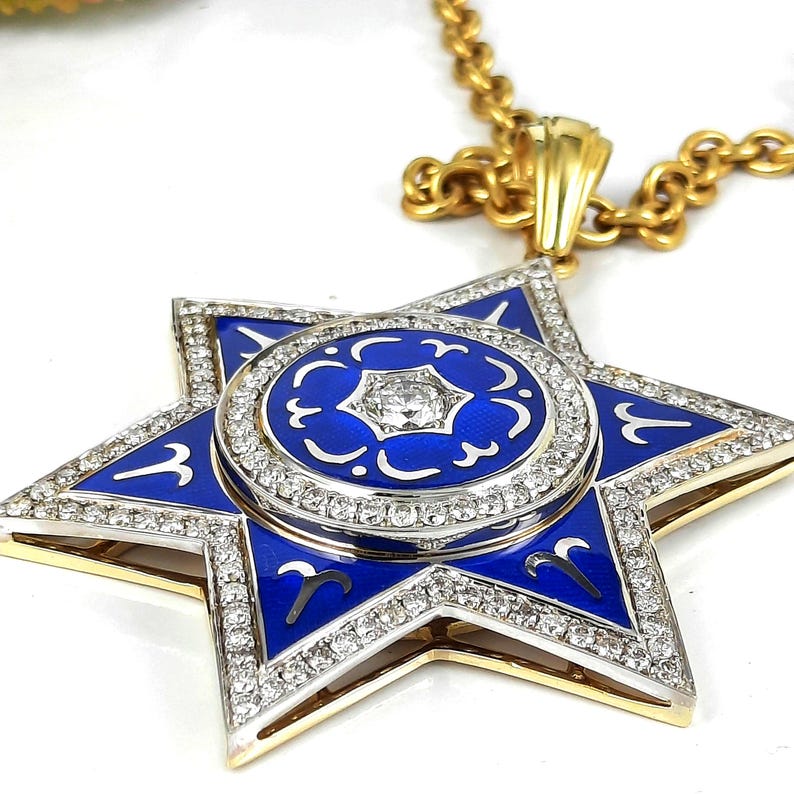 Large Star of David Necklace | Blue Magen David Necklace | Unique ...