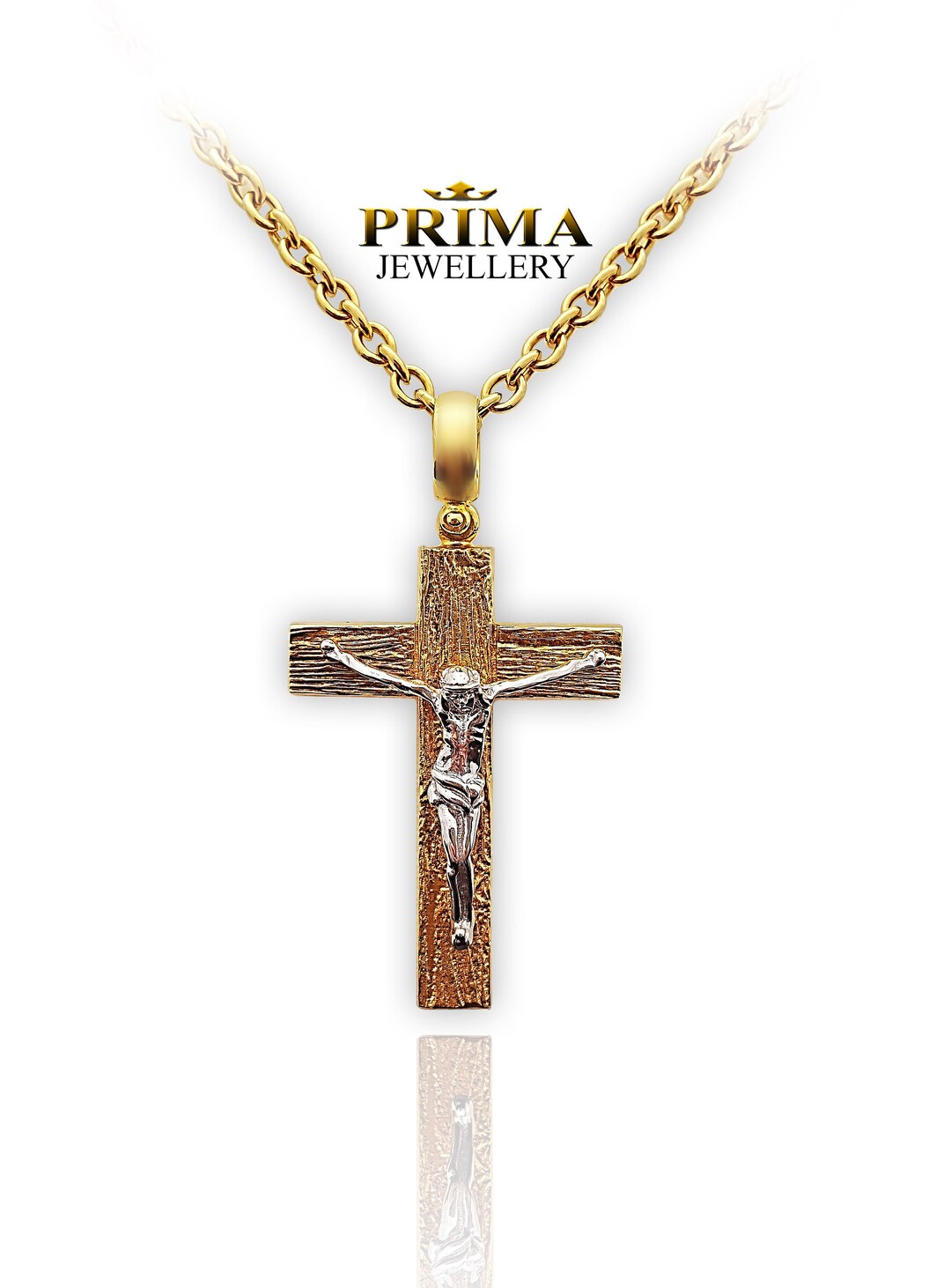 Solid 14 Karat Gold Yellow and White Gold Cross Necklace | Large Men's ...