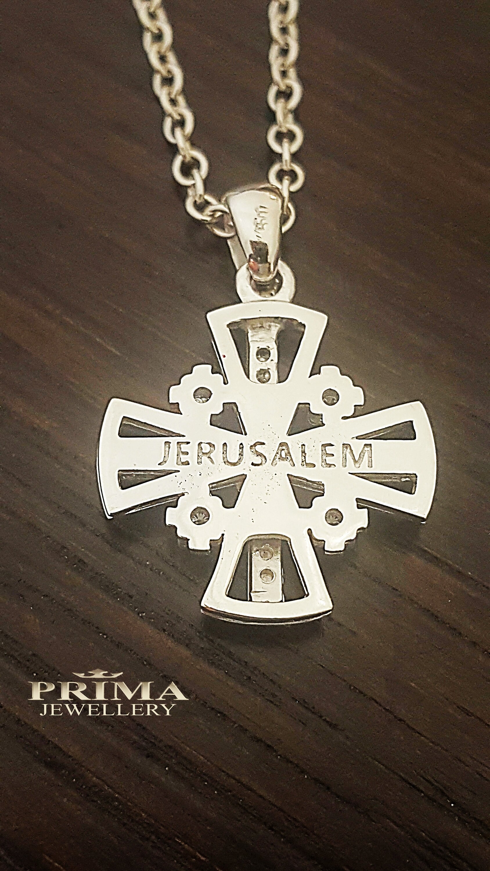Diamond Jerusalem Cross Necklace in White Gold. - Etsy