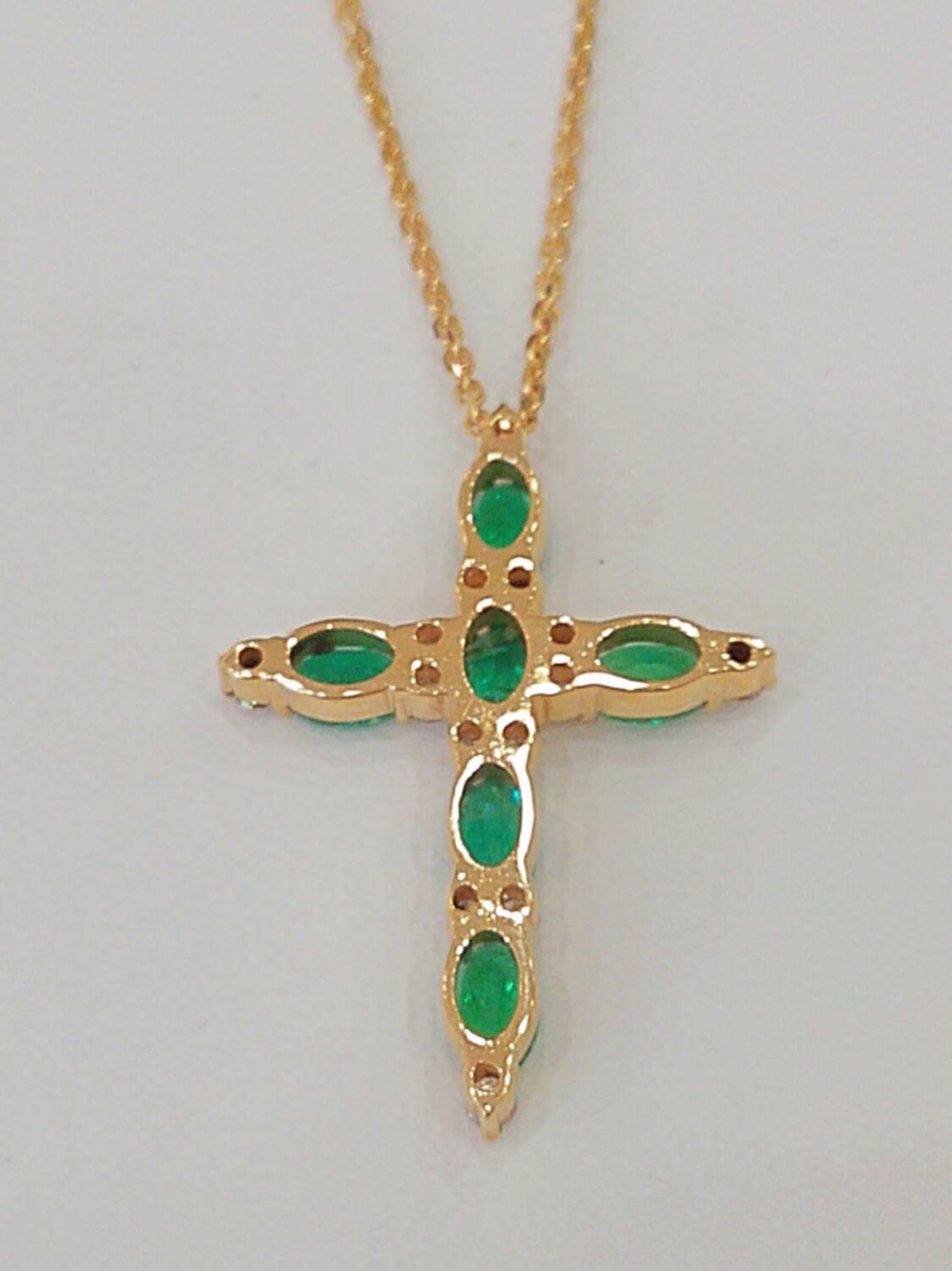 Emerald Cross Necklace 18k Yellow Gold Emerald Cross - Etsy