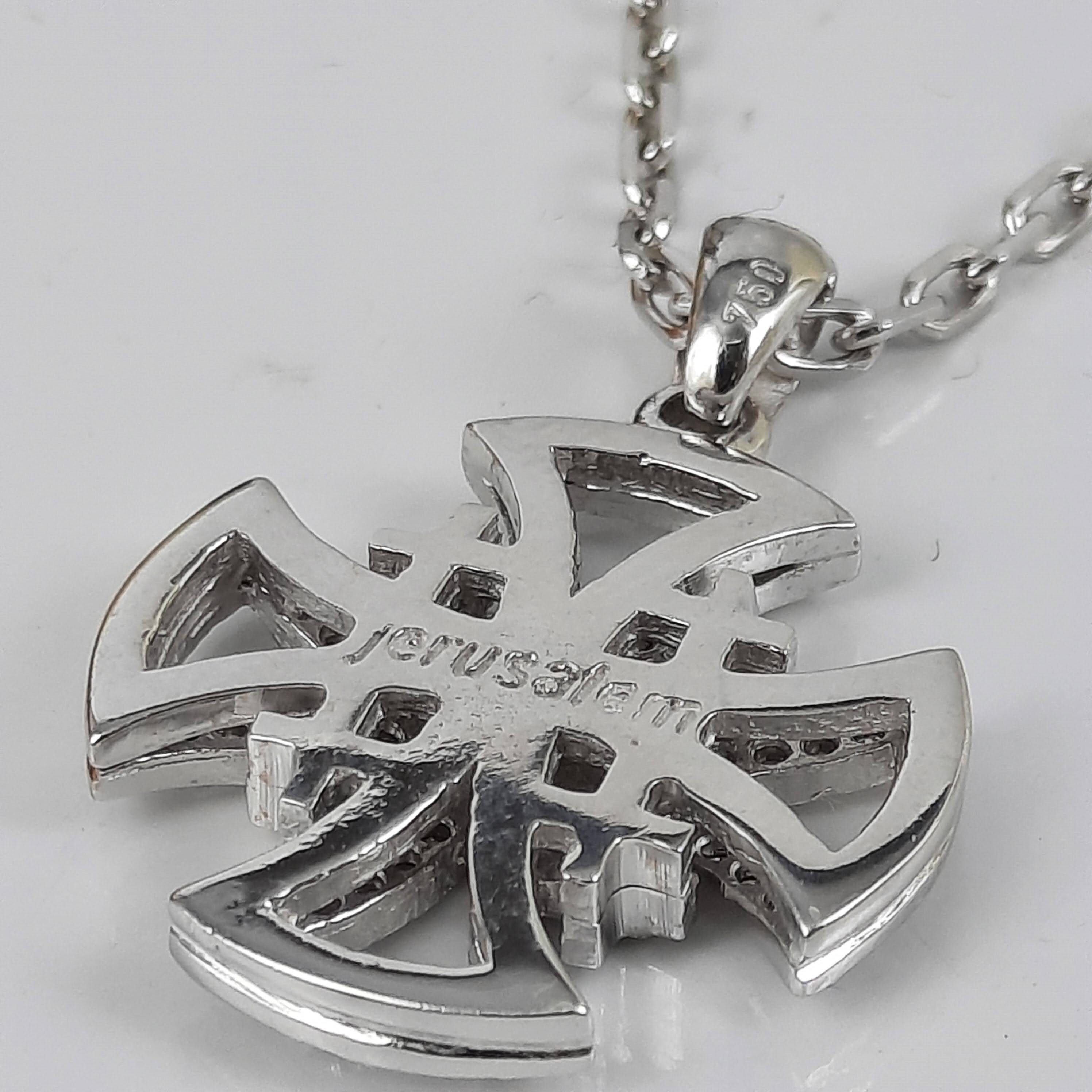 Jerusalem Cross Necklace • Diamond Cross Necklace • 18k White Gold ...