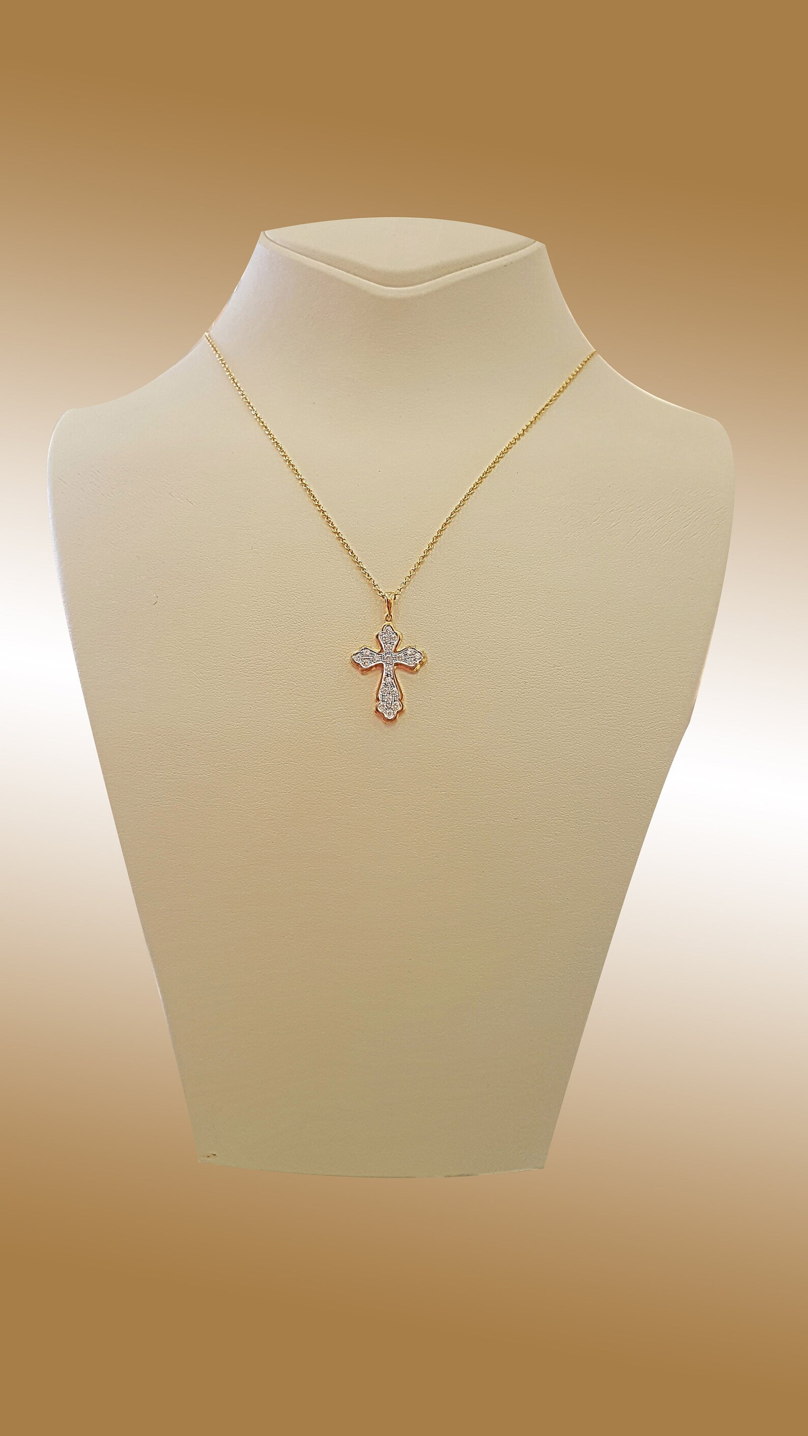Diamond Cross Pendant Necklace Orthodox Cross in 18k Gold - Etsy