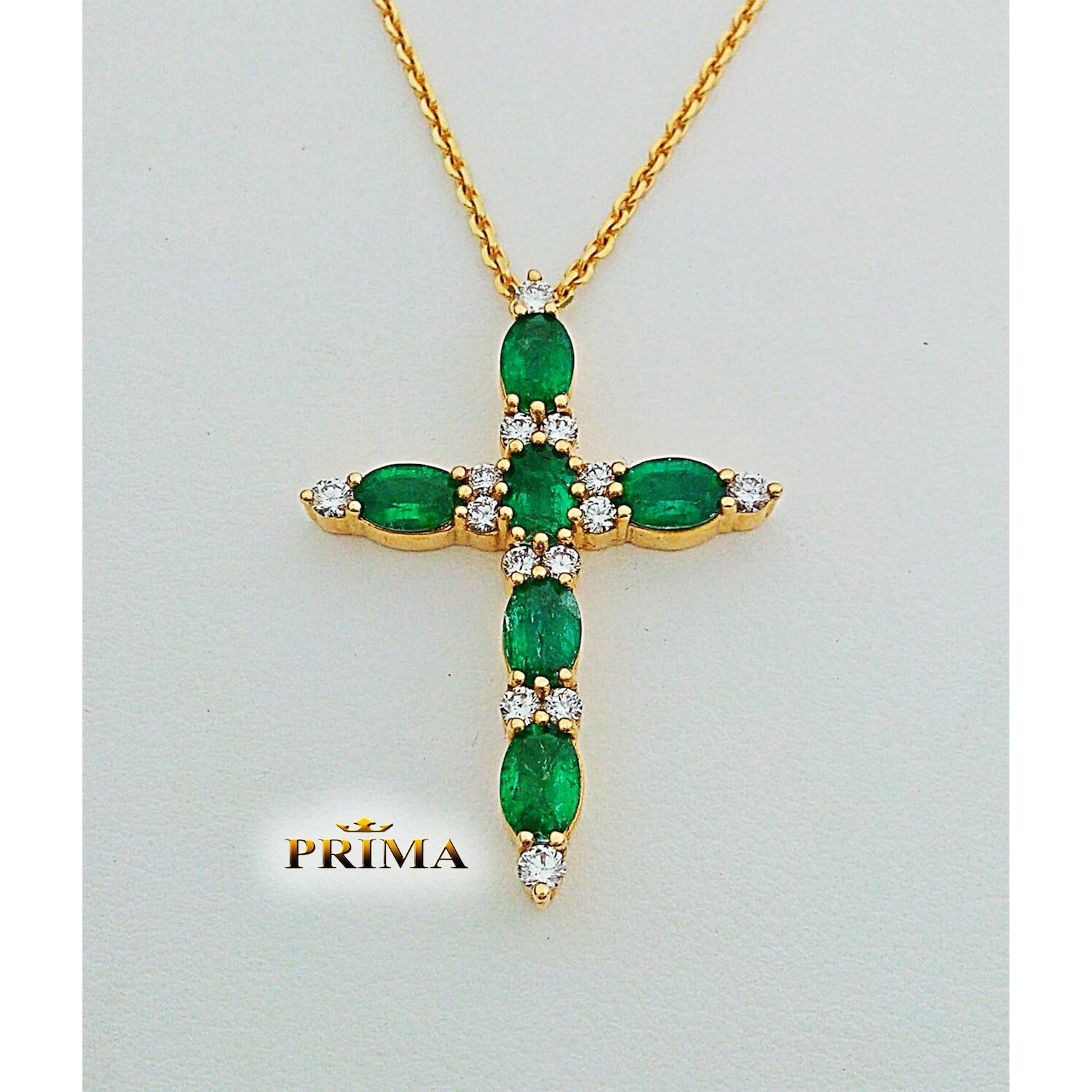 Emerald Cross Necklace 18k Yellow Gold Emerald Cross - Etsy
