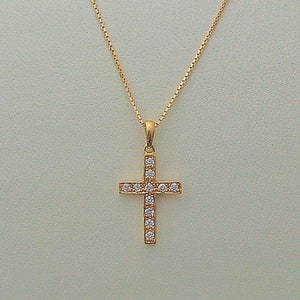 Small Diamond Cross Necklace, Delicate Catholic Religious Jewelry, 14k ...
